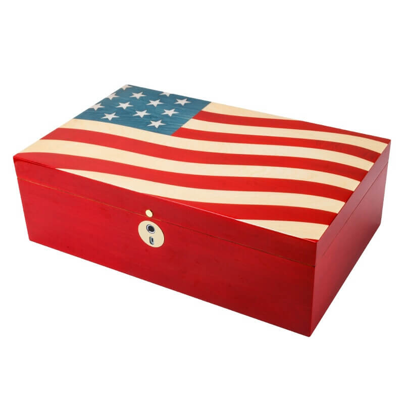 American Flag Cigar Humidor with Fingerprint Security