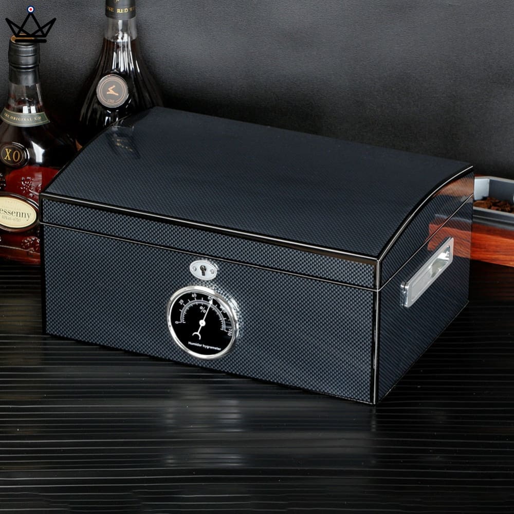 Carbon Fiber Cigar Humidor Box for 100 Cigars - Buy Now