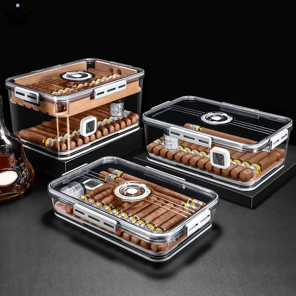 Transparent Cigar Humidor Box with Hygrometer – Buy Now